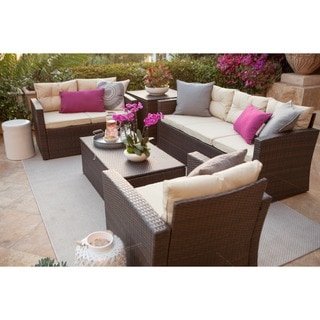 Rio-5 Piece Dark Brown All Weather Wicker Conversation set with Storage ...