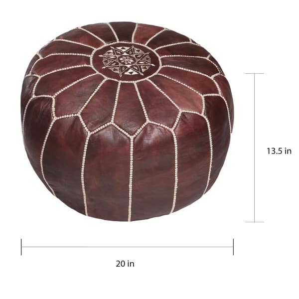 Handmade Moroccan Leather Pouf Ottoman In Black Morocco As Is Item