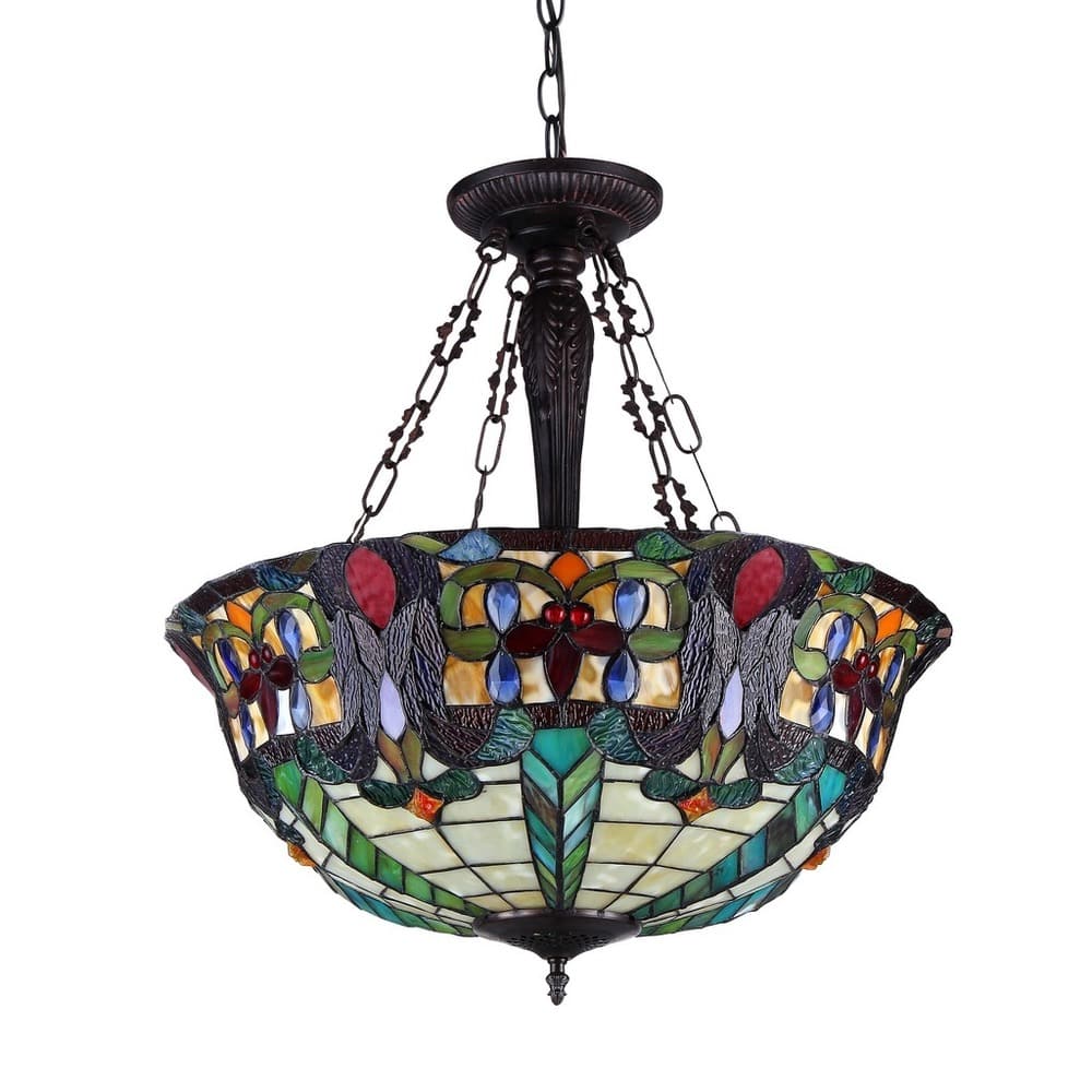 Tiffany-style Victorian 3-light Inverted Pendant - On Sale - Bed Bath ...