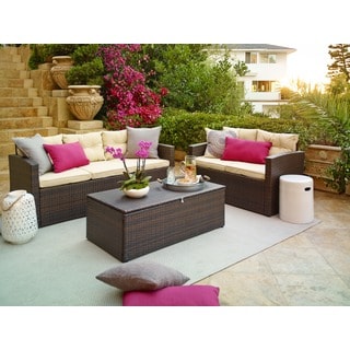 Rio 4-piece Dark Brown All-weather Wicker storage Conversation Set ...