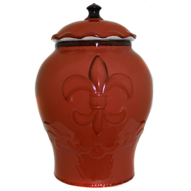 French Tradition Fleur-De-Lis Han-painted Cookie Jar - Overstock - 10240450