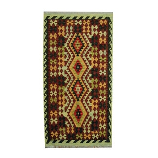Handmade One-of-a-Kind Vegetable Dye Wool Kilim (Afghanistan) - 3'6 x 6 ...