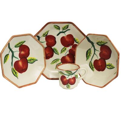 Apple Collection Hand-painted 16-Piece Dinner Set - Serving for 4 ...