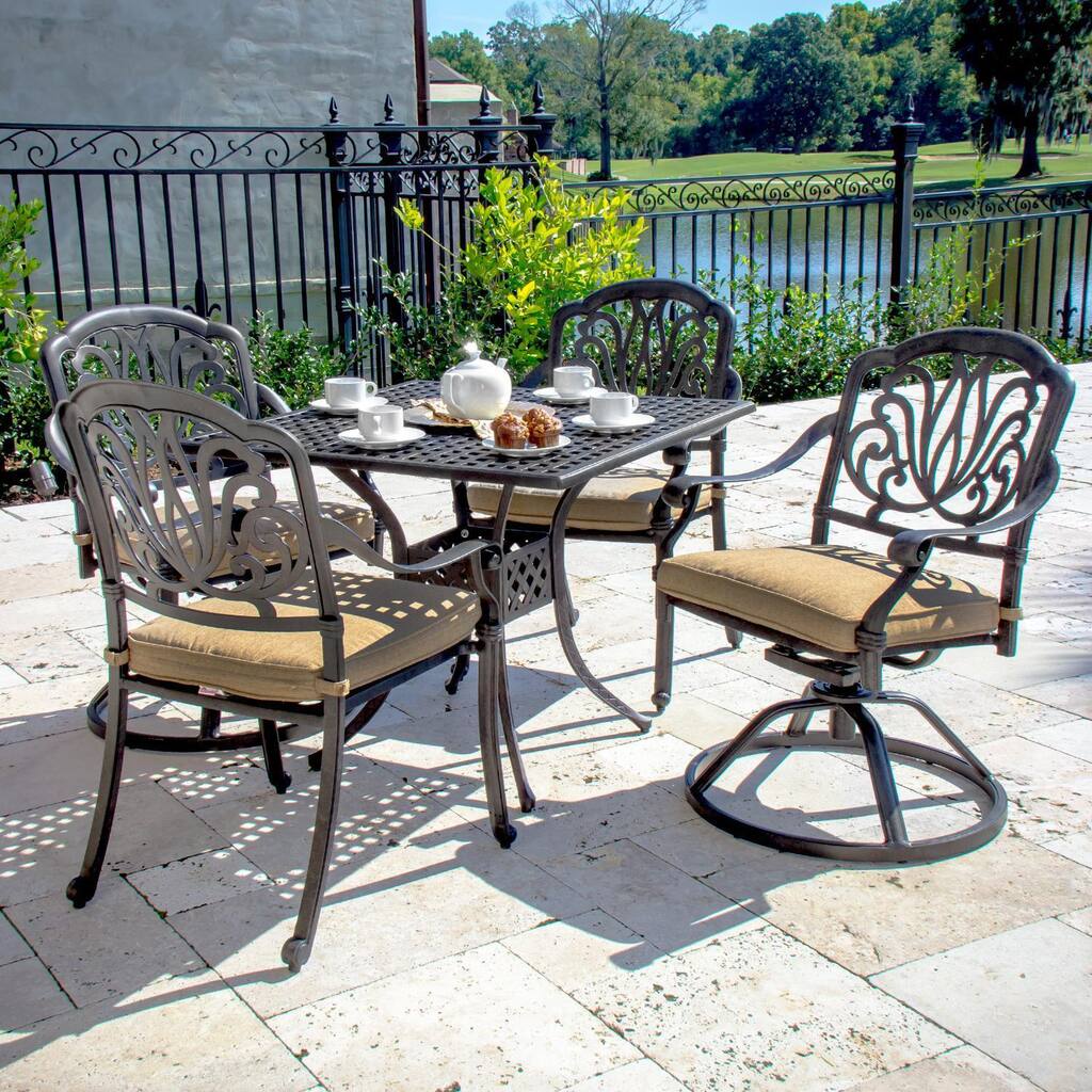 Lakeview Outdoor Designs Rosedown 4-Person Cast Aluminum Patio Dining ...