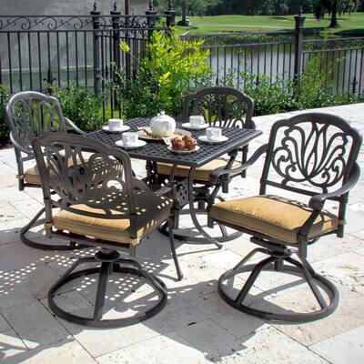 Lakeview Outdoor Designs Rosedown 4-Person Cast Aluminum Patio Dining ...