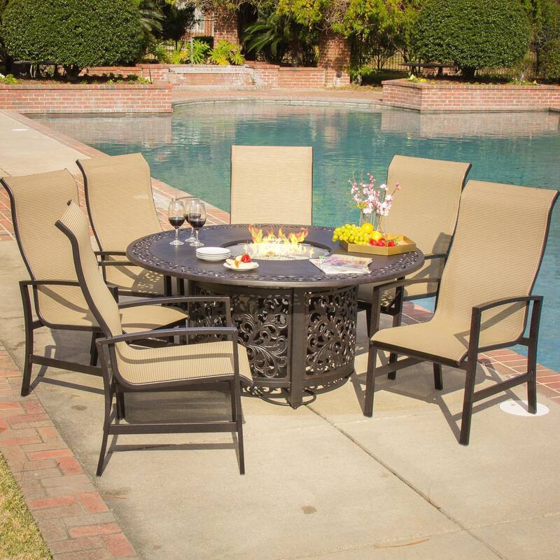 Lakeview Outdoor Designs Acadia 6-Person Sling Patio Dining Set With ...