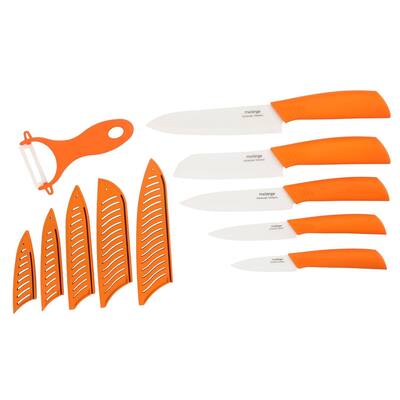 Melange 11-piece Orange Ceramic Knife Set - Overstock - 10289368