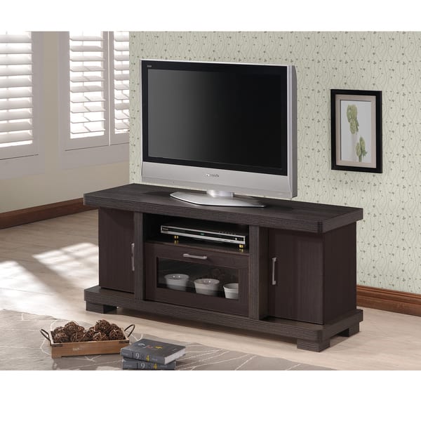 Porch & Den Kittery 47-inch Greyish Dark Brown Wood TV Cabinet with 2 ...
