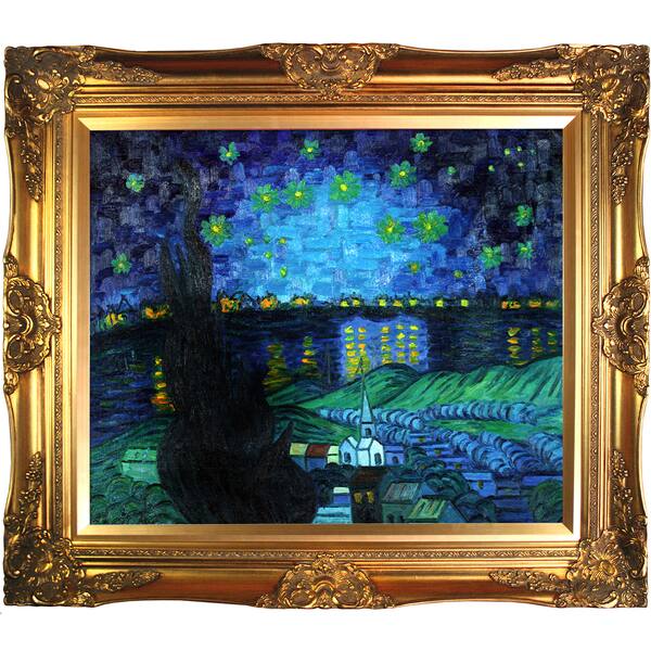 La Pastiche Original 'Starry Rhone Collage' Hand-painted Framed Canvas ...