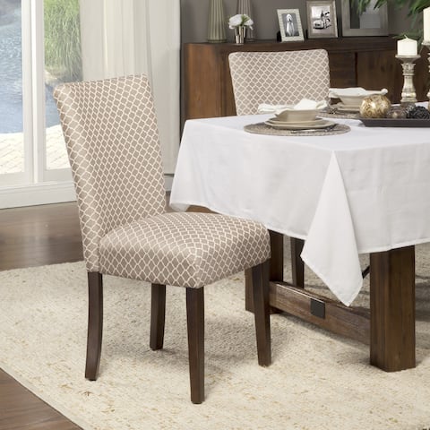 HomePop Mocha Cream Quatrefoil Pattern Parson Chairs (Set of 2 ...