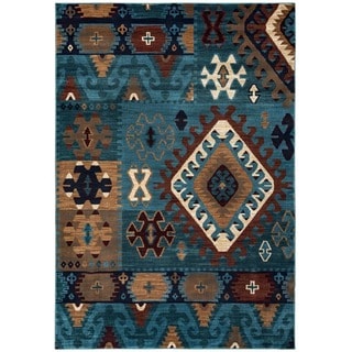 Rizzy Home Southwestern Blue/ Multi Abstract Bellevue Collection Power ...