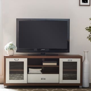 Baxton Studio Matlock Modern Glass Door Dark Brown And White Two Tone ...