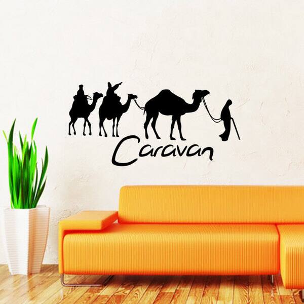 Desert Camel Caravan Black Vinyl Sticker Wall Art - Bed Bath & Beyond ...