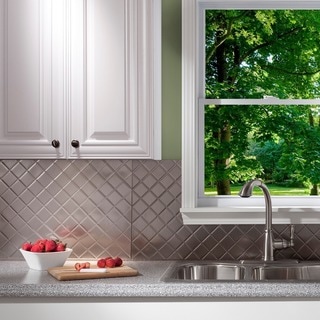 Fasade Quilted Brushed Nickel 15-square Foot Backsplash 15 Sq Ft Kit ...