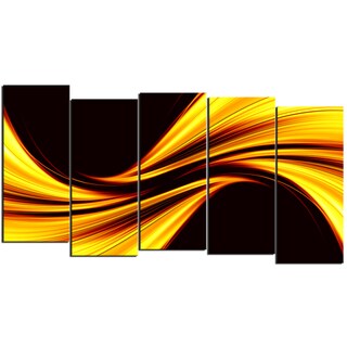 Design Art "Mellow Yellow Harmony" 60 x 32-inch 5-panel Abstract Canvas ...