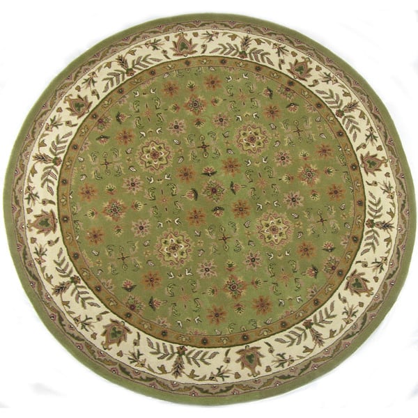 Hand-tufted Wool Maha Green Round Hand Tufted Area Rug (8x8) - Bed Bath ...