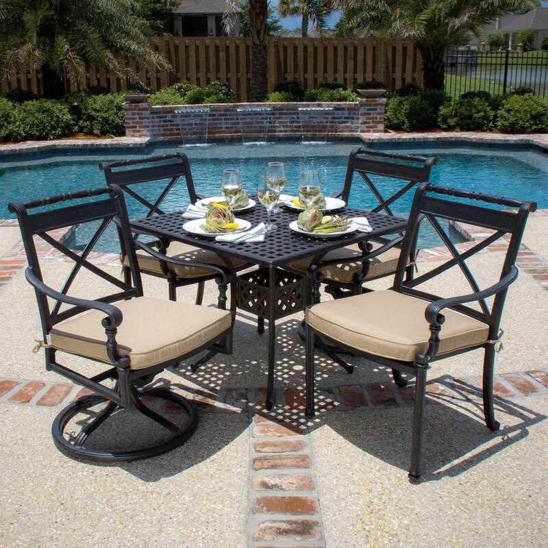Lakeview Outdoor Designs Carrolton 4-Person Cast Aluminum Patio Dining ...