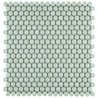 Merola Tile 11.25x11.75-inch Andromeda Penny Round Mint Porcelain ...