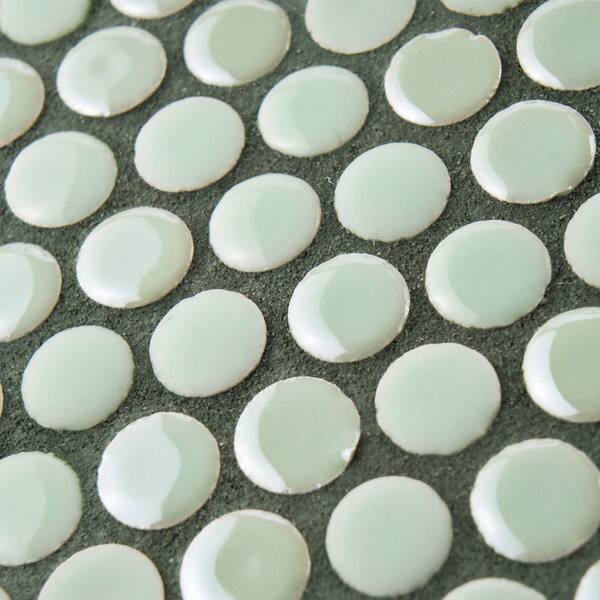 Merola Tile 11.25x11.75-inch Andromeda Penny Round Mint Porcelain ...