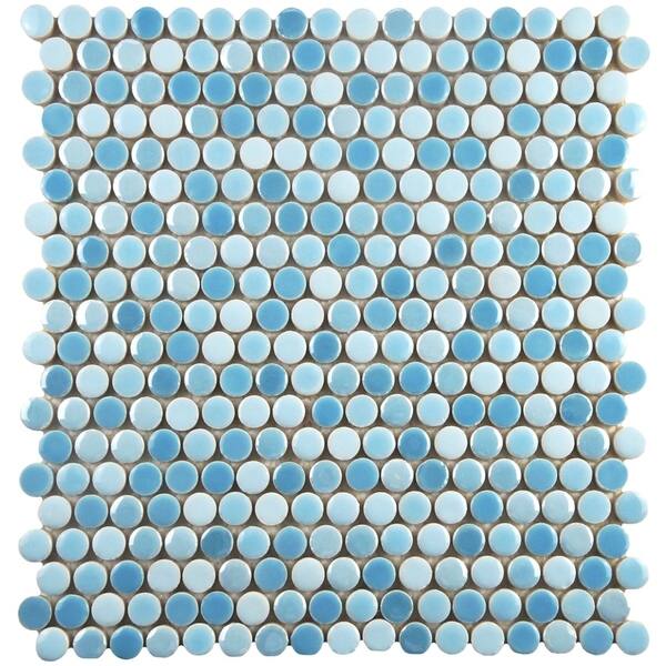 Merola Tile 11.25x11.75-inch Andromeda Penny Round Oceano Porcelain ...