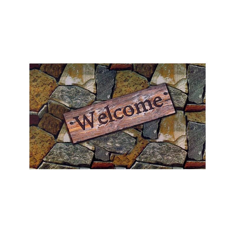 Orchard Stone Welcome Outdoor Rubber Mat (18" x 30") - Overstock - 10333743