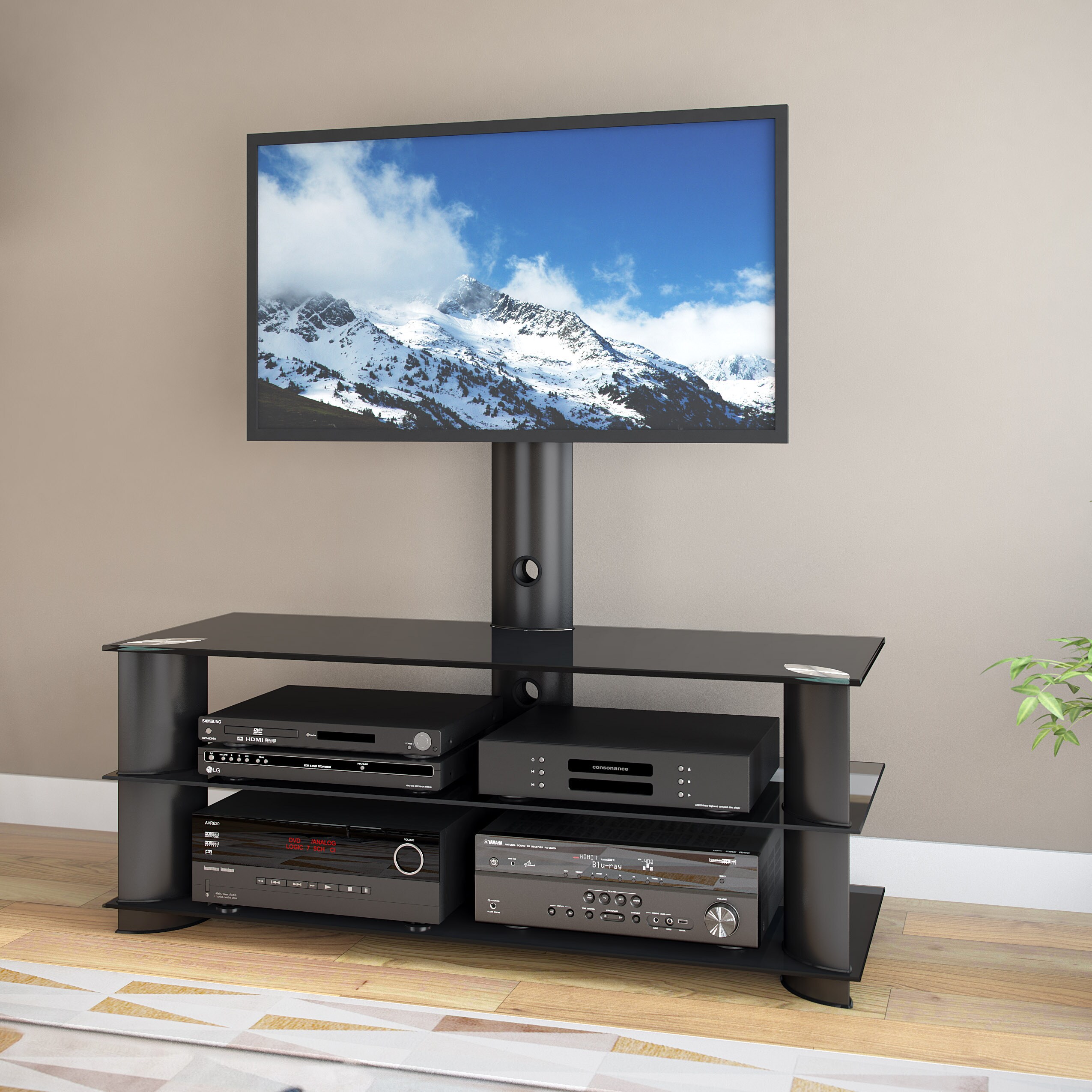 CorLiving TRL 601 T Laguna Satin Black TV Stand with Mount Bed Bath Beyond 10336499
