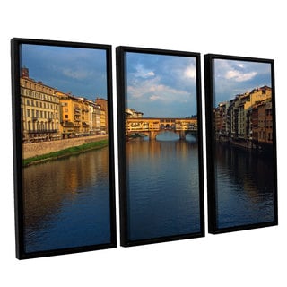 ArtWall Kathy Yates 'Ponte Vecchio Sunset' 3 Piece Floater Framed ...