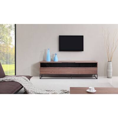 B-Modern Publicist Light Walnut/ Black Modern IR TV Stand - Overstock ...