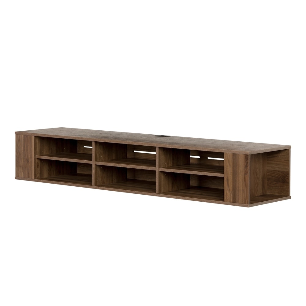 South Shore Furniture South Shore City Life 66 Wide Wall Mounted Media Console Black Oak