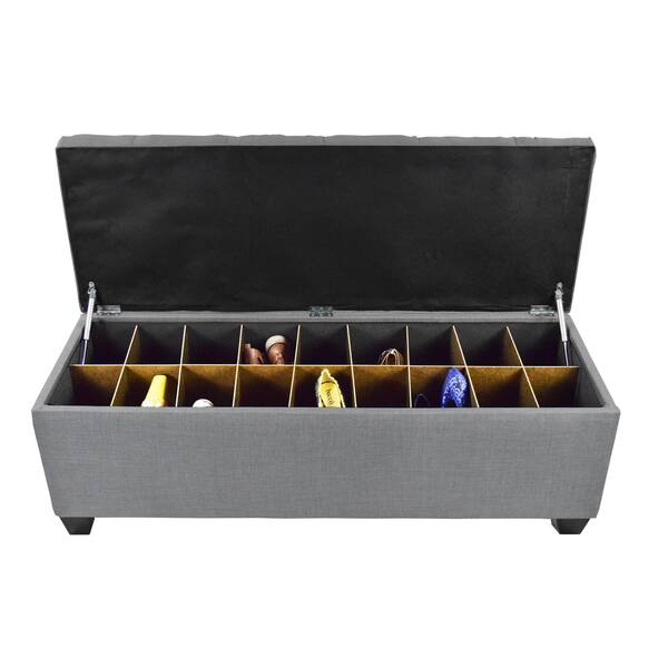 The Sole Secret Dark Grey Diamond Tufted Shoe Storage Bench - Bed Bath ...