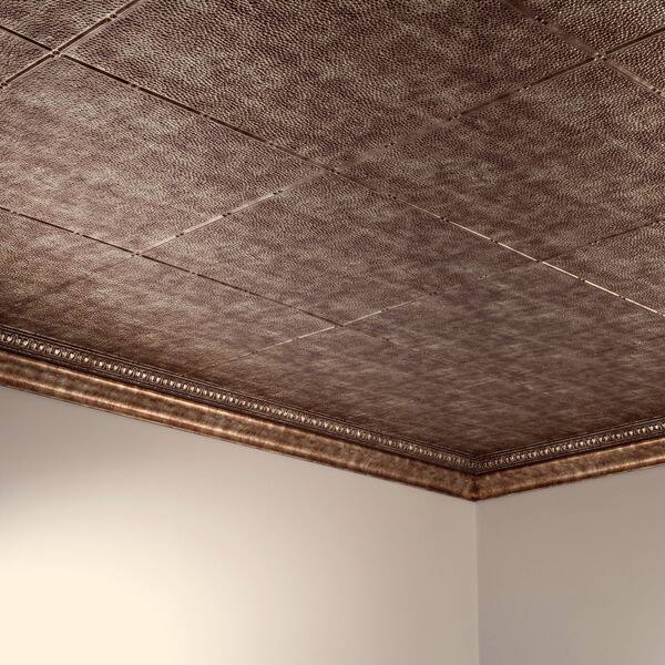 Fasade Hammered Bermuda Bronze 2 ft. x 4 ft. Glue-up Ceiling Tile - Bed ...