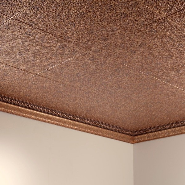 Fasade Hammered Cracked Copper 2 ft. x 4 ft. Glue-up Ceiling Tile ...
