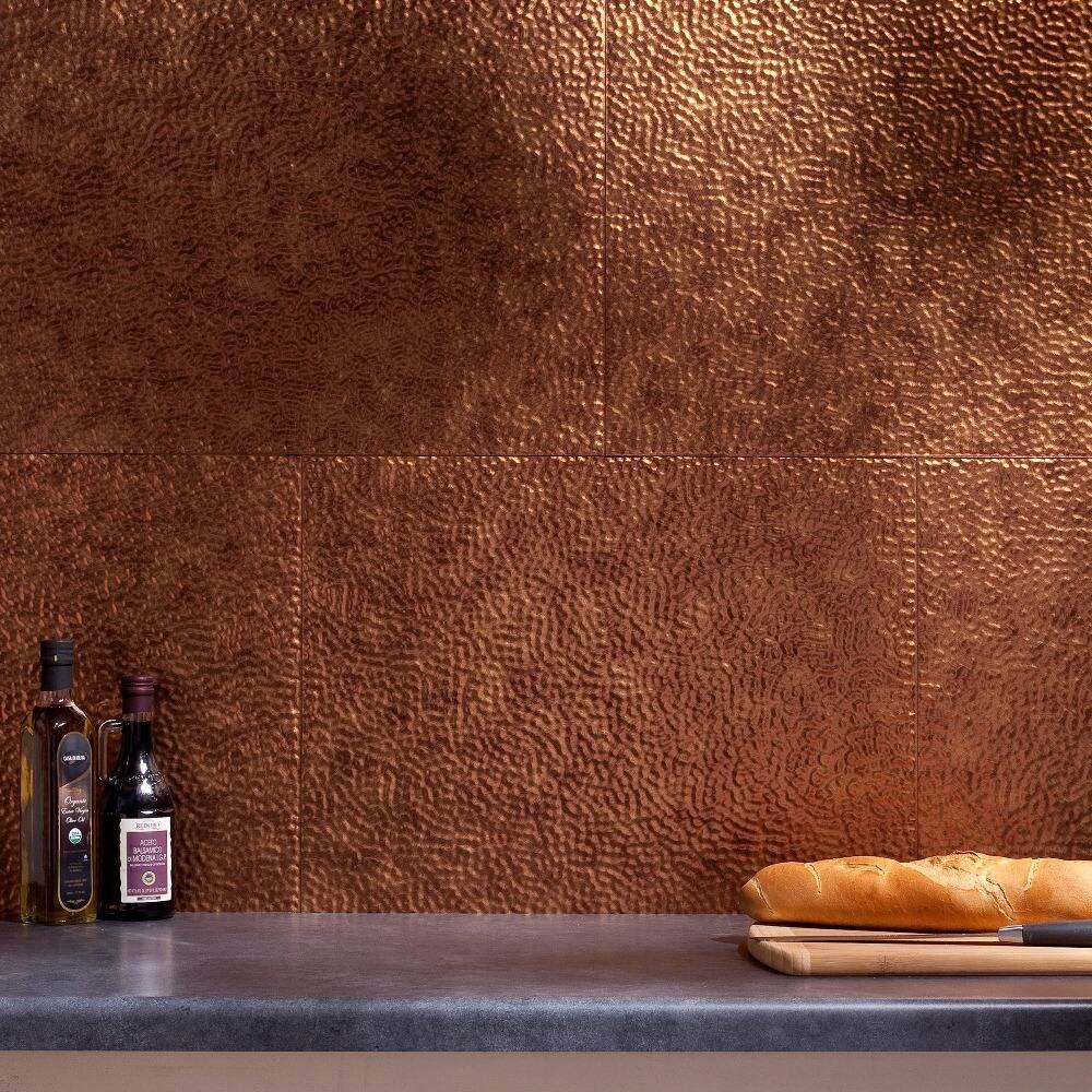 Fasade Hammered Antique Bronze 18 in. x 24 in. Backsplash Panel ...