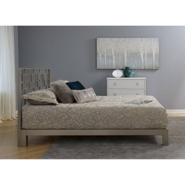 The Curated Nomad Alameda Greek Key Metal Headboard and Aura Grey ...