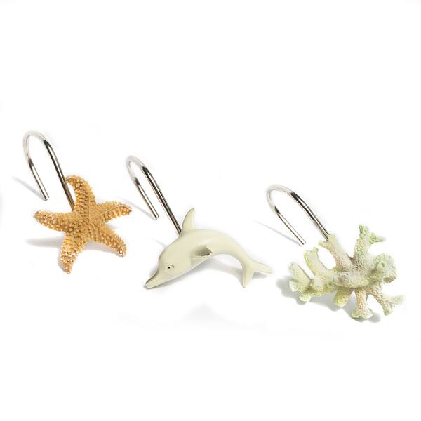 Colorful Underwater Ocean Paradise Hand Crafted Shower Curtain Hook Set ...