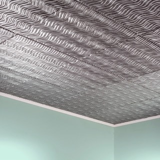 Fasade Current Vertical Crosshatch Silver 2-feet x 2-feet Glue-up ...