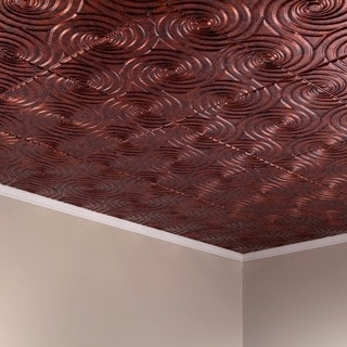 Fasade Typhoon Moonstone Copper 2-feet x 2-feet Glue-up Ceiling Tile ...