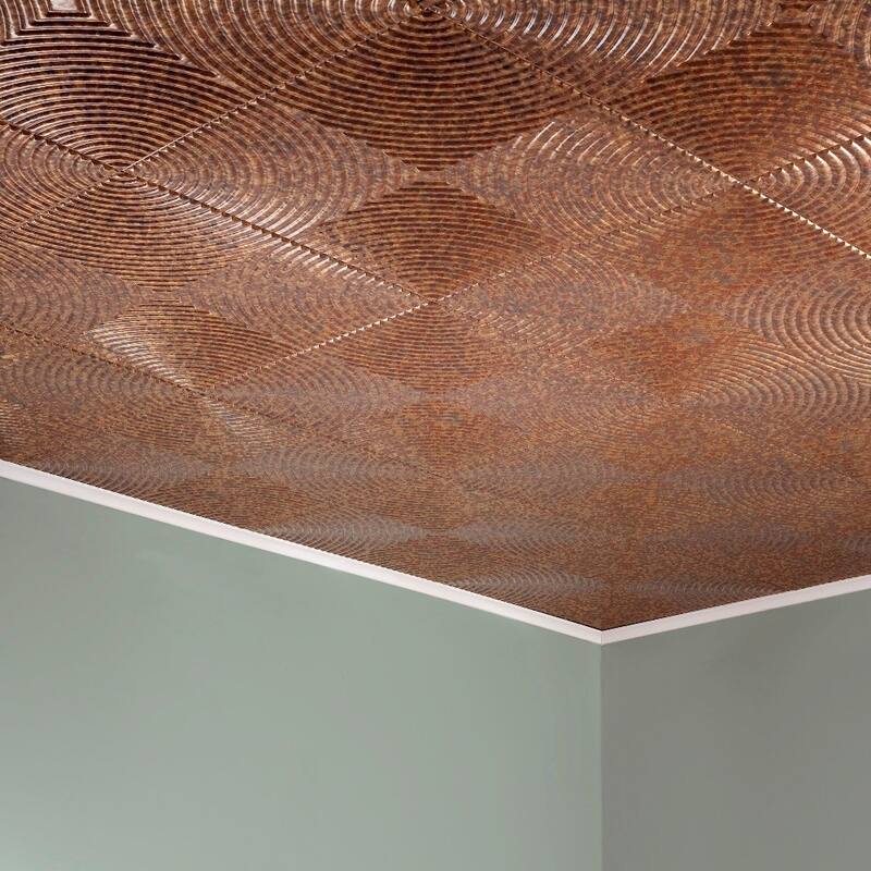 Fasade Echo Cracked Copper 2-feet x 2-feet Glue-up Ceiling Tile ...