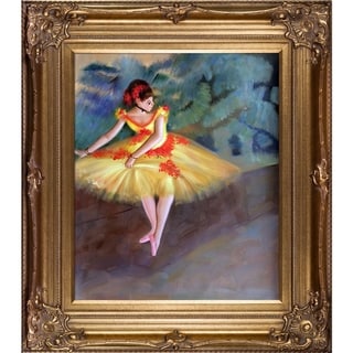 Edgar Degas 'Dancer Making Points' Hand Painted Framed Canvas Art - Bed ...