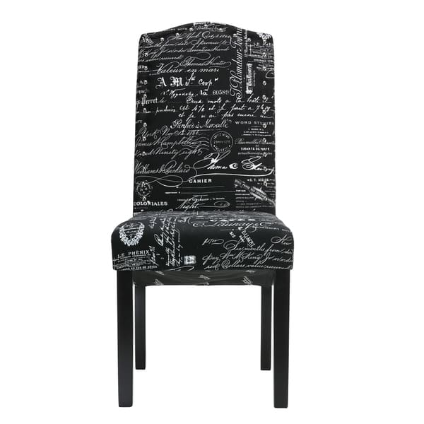 Cortesi Home Fletcher Dining Chair in Black Script Fabric (Set of 2 ...
