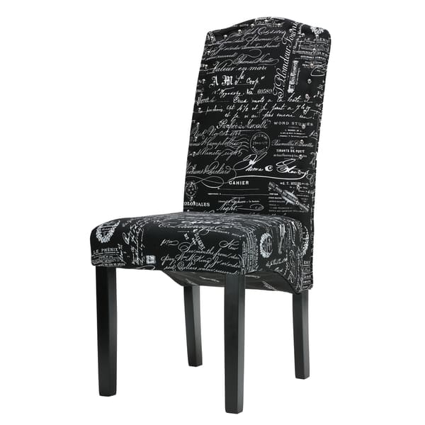 Cortesi Home Fletcher Dining Chair in Black Script Fabric (Set of 2 ...