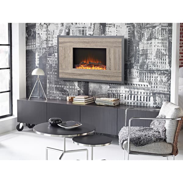 Oland 41-inch Wide Wall Mount Firebox in Reclaimed Wood - Bed Bath ...