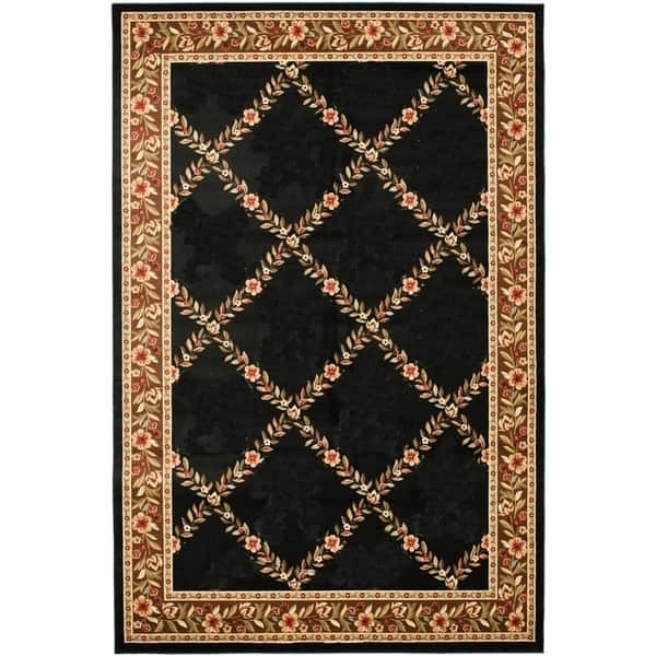 Renaissance Black/Brown Floral Lattice Area Rug - Bed Bath & Beyond ...