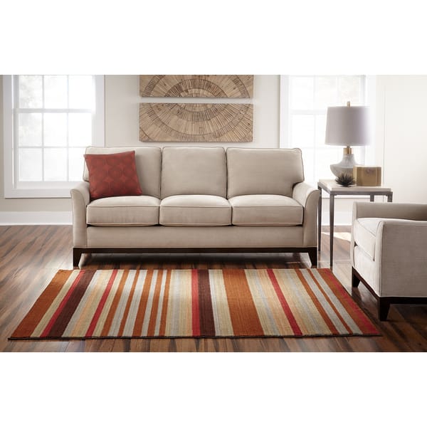 Spaces by Welspun Contemporary Stripe Rust Area Rug - multi - Bed Bath ...