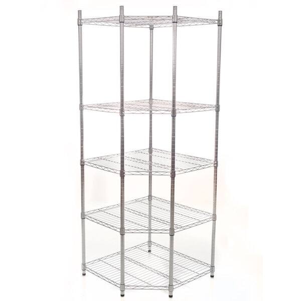 Commercial 5-Tier Chrome Heavy Duty Corner Shelving Rack, 72-inch by ...