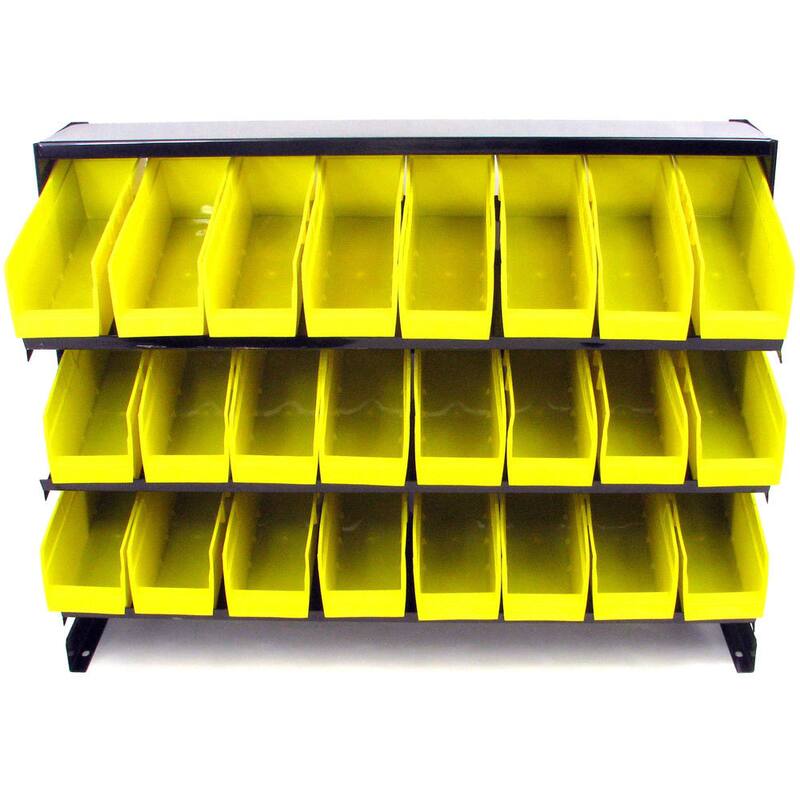 Small Parts Organizer with 24 Plastic Storage Bins - Powder-Coated Rack ...