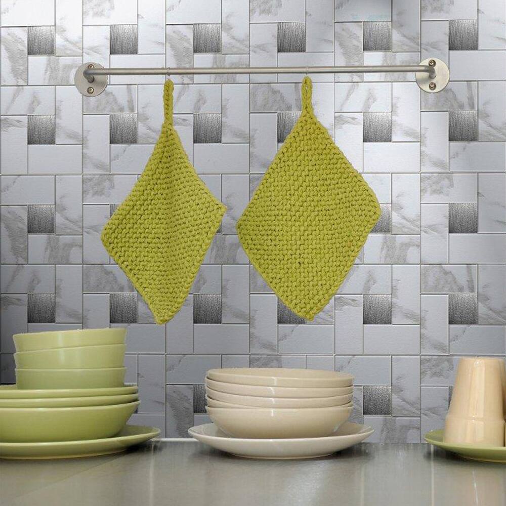 Instant Mosaic 12-inch x 12-inch White/ Silver Peel and Stick Natural ...