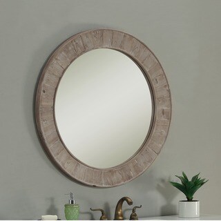 Rustic Style 35 inch Round Wall Mirror - Brown - A/N - Bed Bath ...