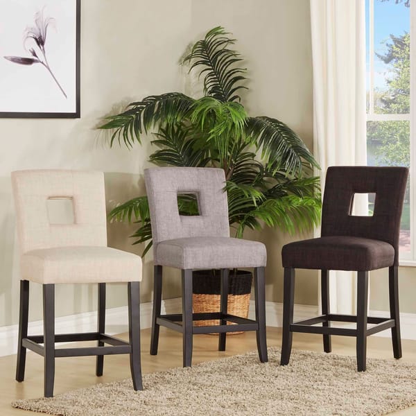 TRIBECCA HOME Mendoza Linen Keyhole Counter Height Stool (Set of 2 ...