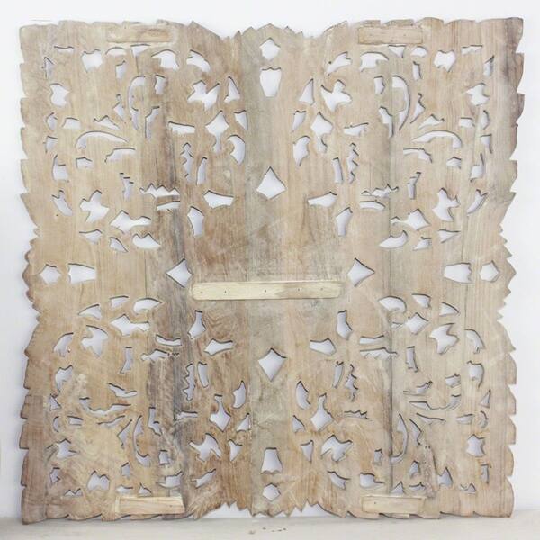 Haussmann® Teak Lotus Panel Inlay Square 60 cm H Sand Washed - Bed Bath ...